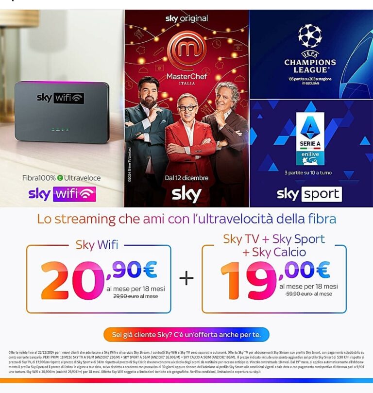 Sky Wifi + Sky TV + Sky Sport + Sky Calcio - Negozio TIM Sky
